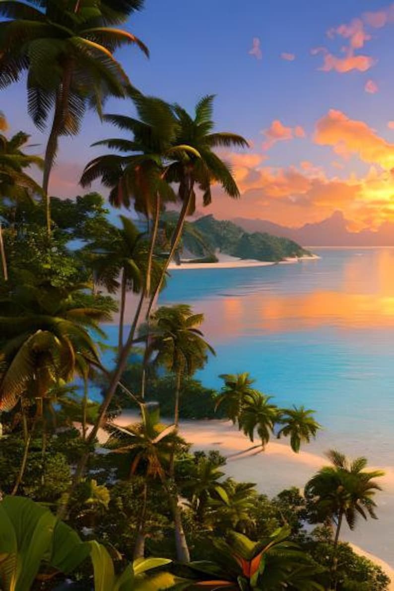 Tropical Sunset Phone Background, Sunset Background, Tropical Island ...