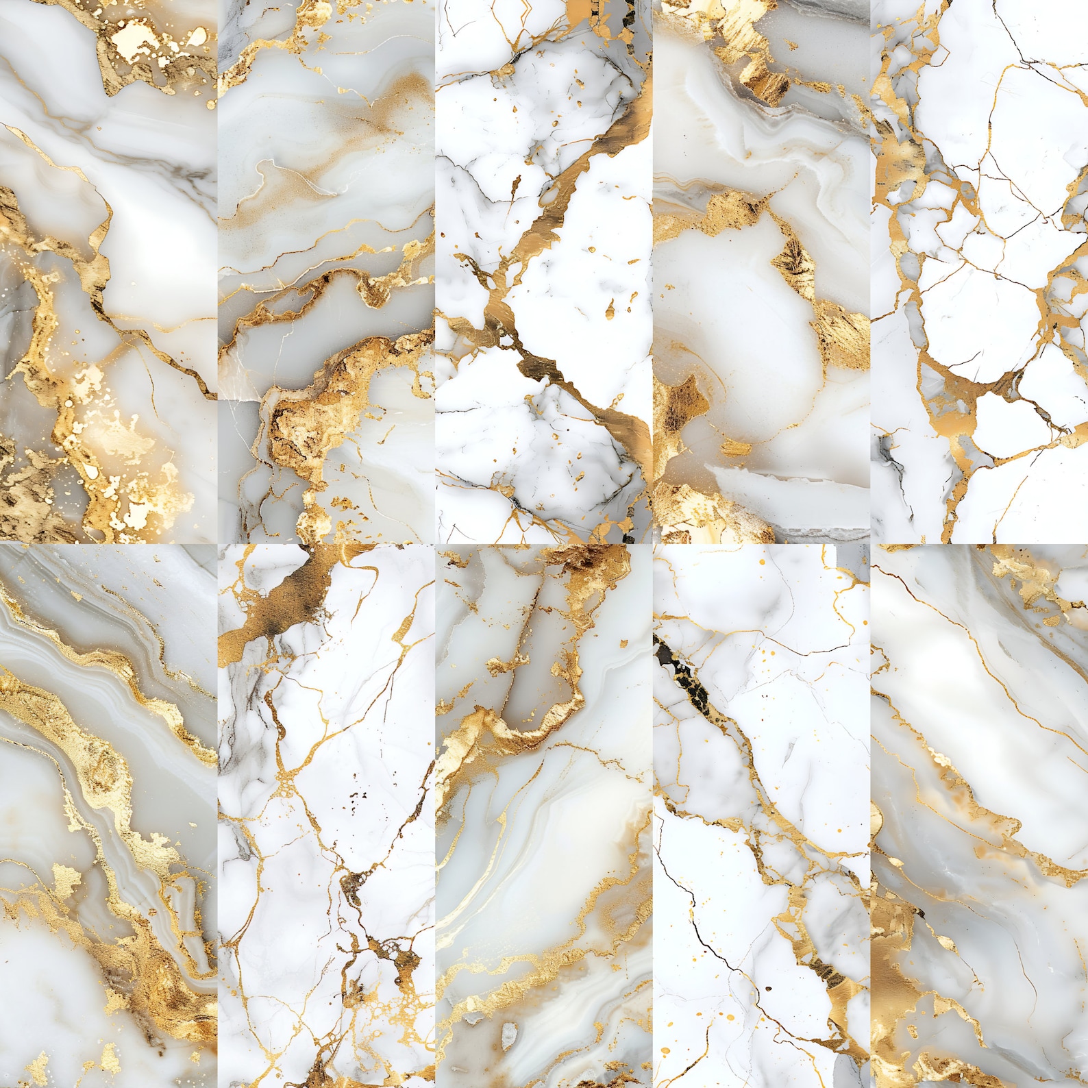 Marble Digital Paper, White Marble Digital Paper, White and Gold ...