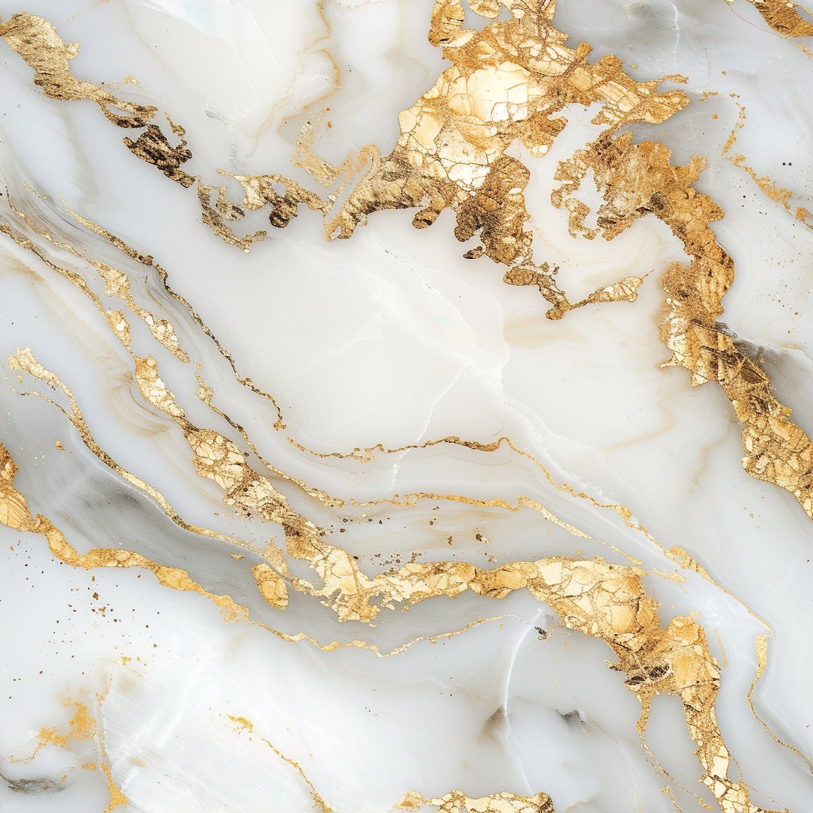 Marble Digital Paper, White Marble Digital Paper, White and Gold ...