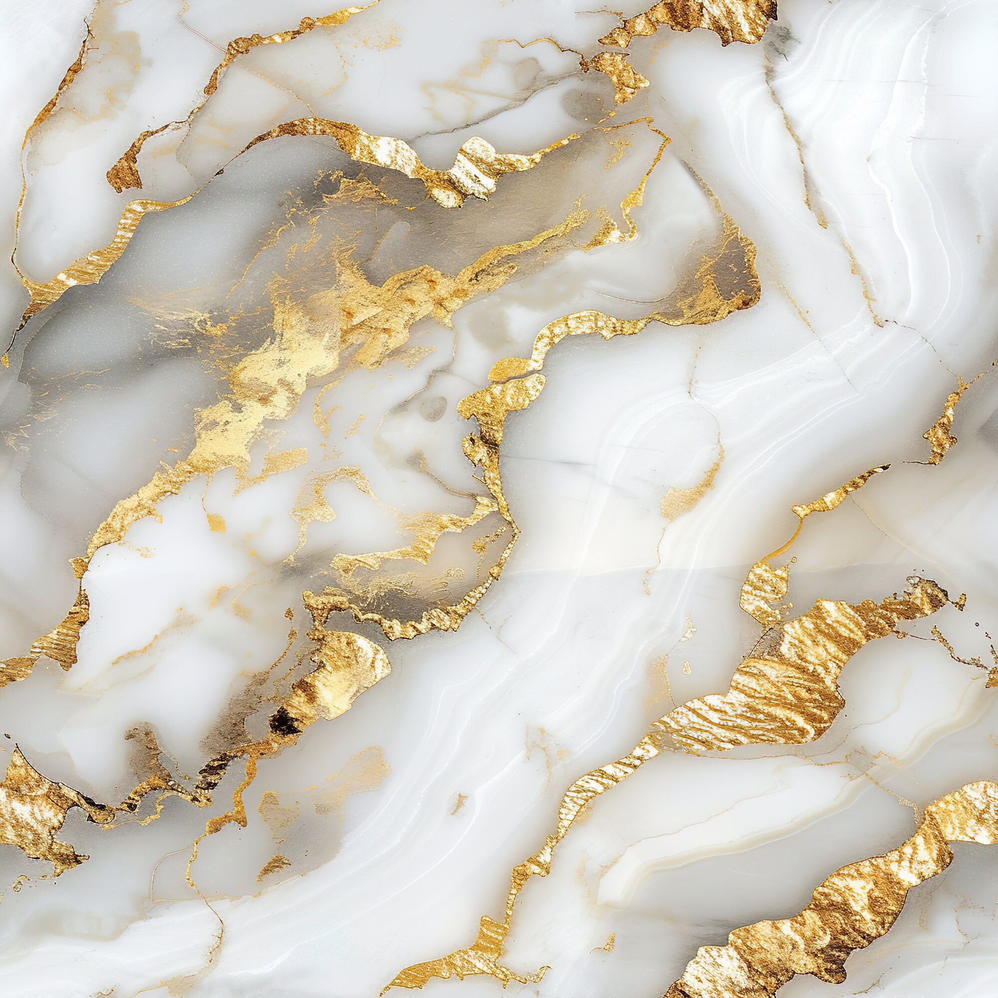 Marble Digital Paper, White Marble Digital Paper, White and Gold ...