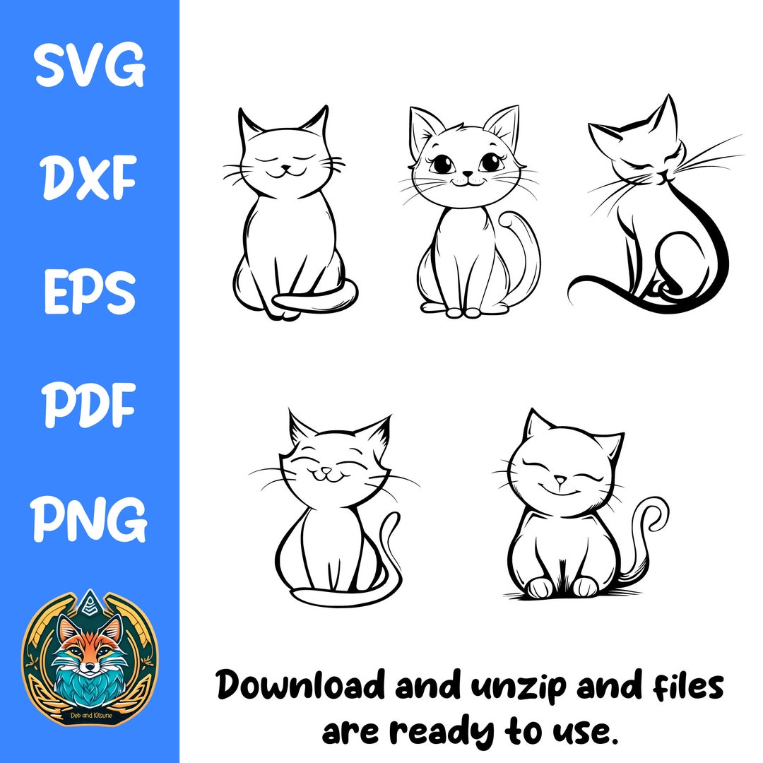 Cat SVG, Kitty SVG, Cat Cricut Files, 5 Cat Svgs - Etsy