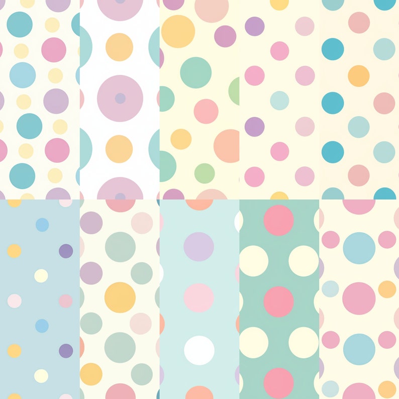 Polka Dots Digital Paper, Pastel Polka Dots Digital Paper, Polka Dot ...
