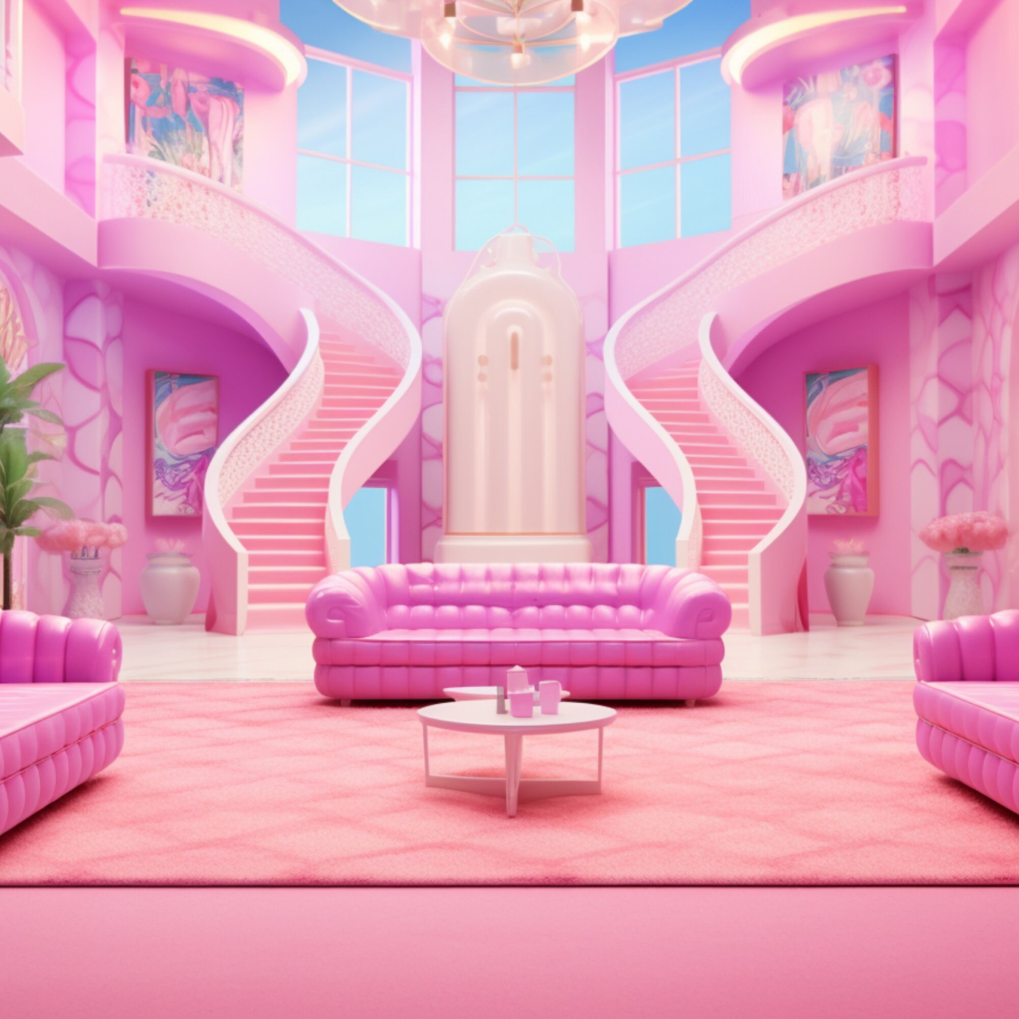 Barbie Themed Digital Backdrop, Barbie Dreamhouse Backdrop, Barbie ...