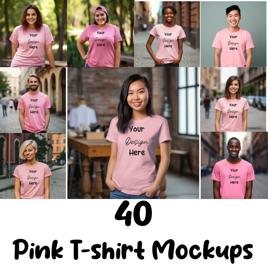 Pink T-shirt Mockups, Pink Shirt Mockup - Etsy