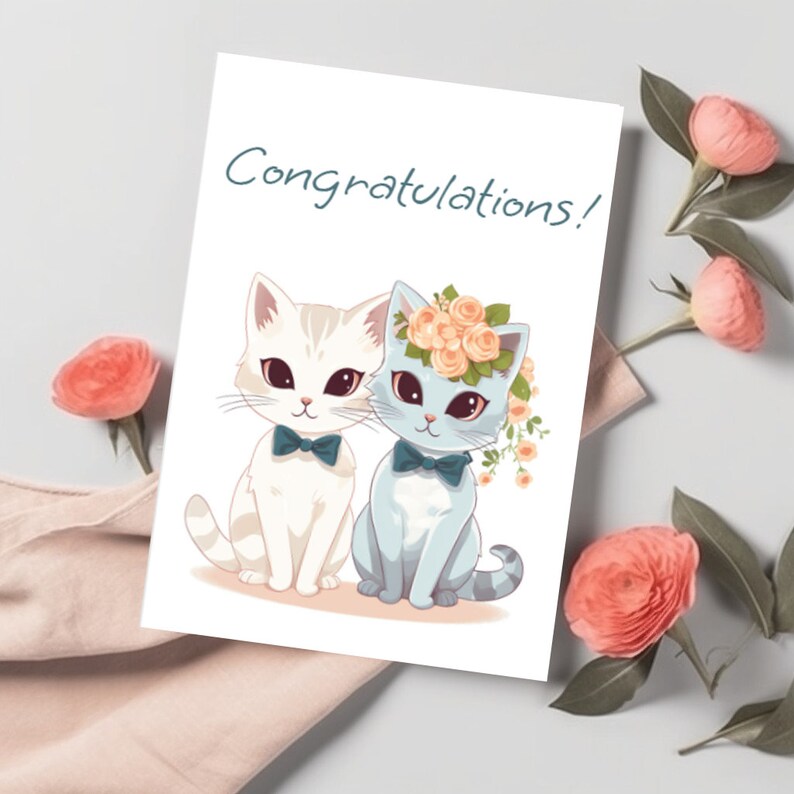 Printable Wedding Card Printable Cat Wedding Card - Etsy