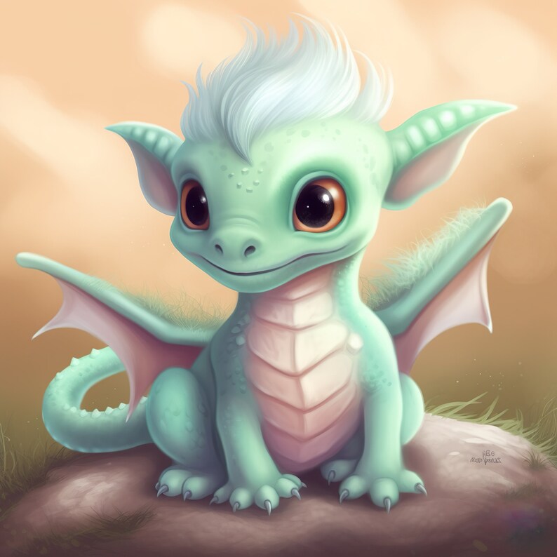 Printable Nursery Art Baby Dragon - Square Printable up to 12x12 - Etsy