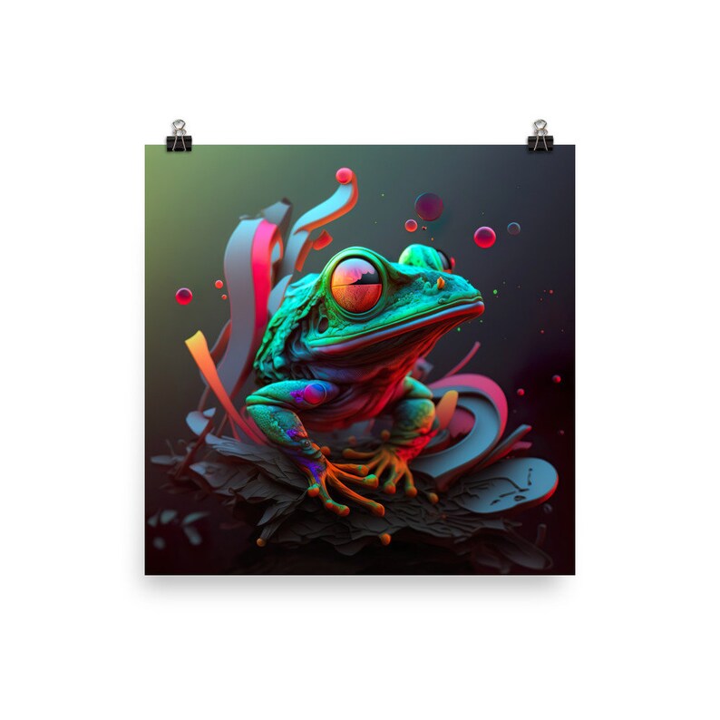 Wall Art Frog Poster of Neon Frog Poster Frog Colorful Frog - Etsy