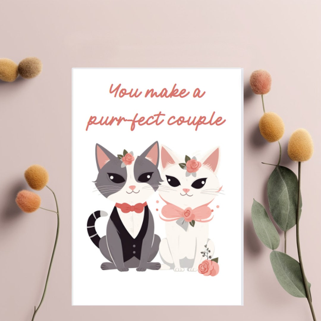 Printable Wedding Card, Printable Cat Wedding Card - Etsy