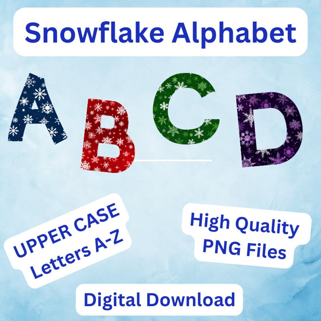 Snowflake Alphabet, Snowflake Letters, Snowflake PNG, Xmas Alphabet ...