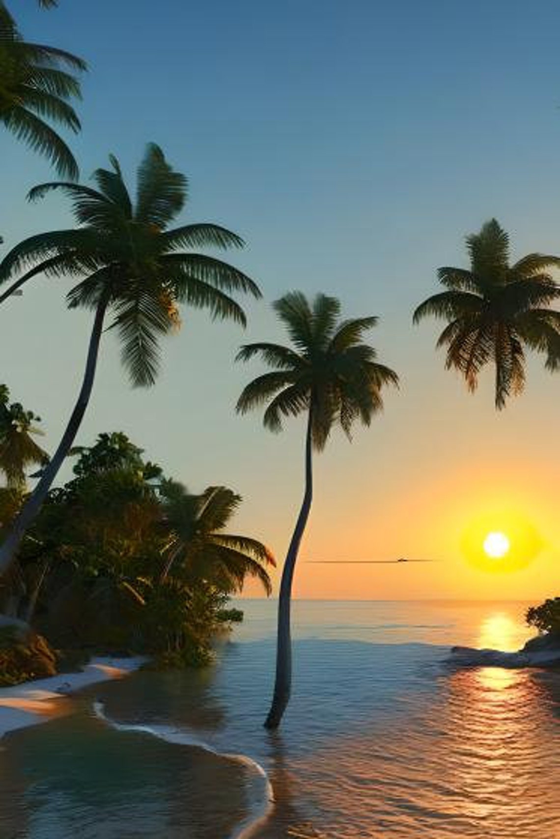 Tropical Sunset Phone Background, Sunset Background, Tropical Island ...