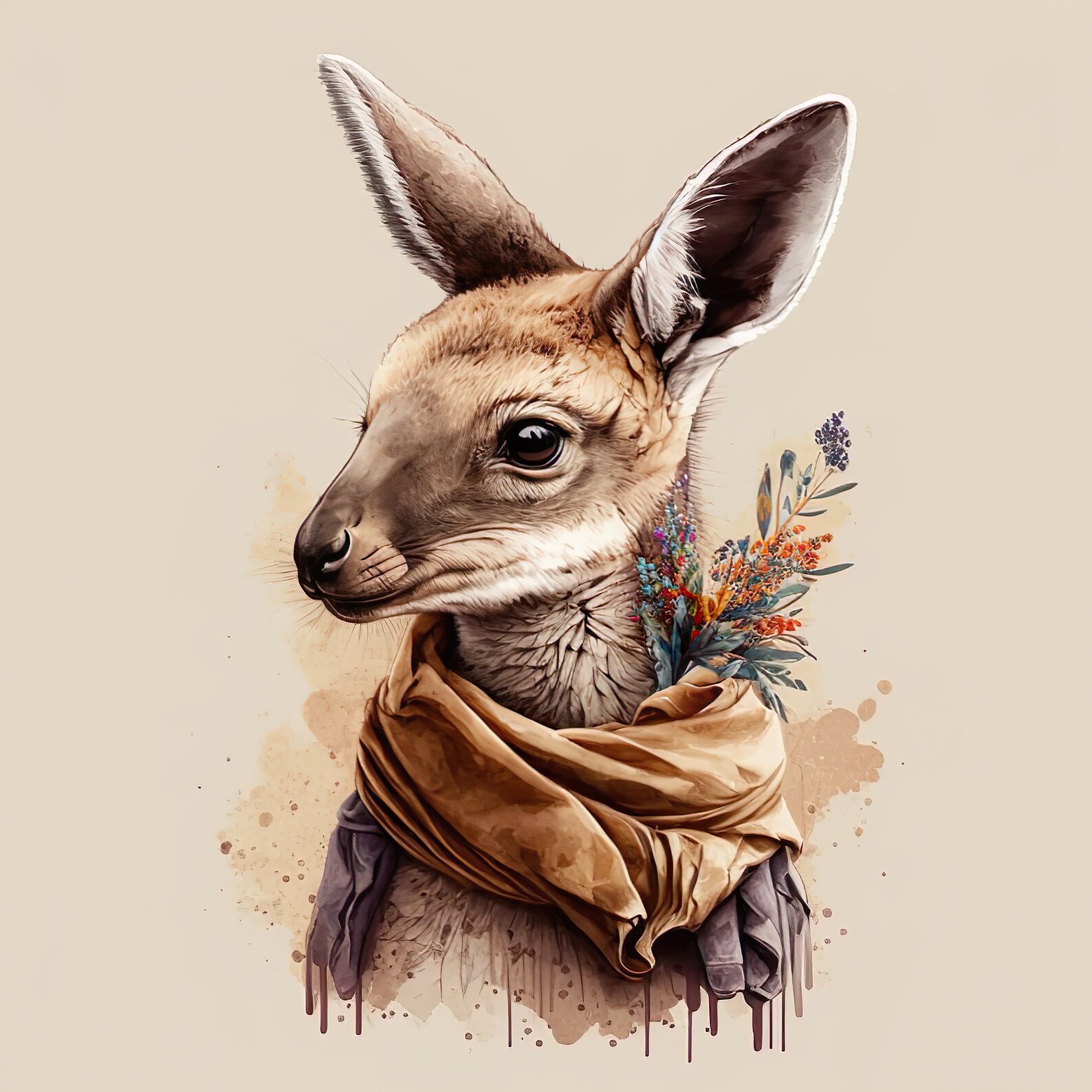 Kangaroo Wall Art, Kangaroo Boho Style Wall Art, Kangaroo Nursery Wall ...