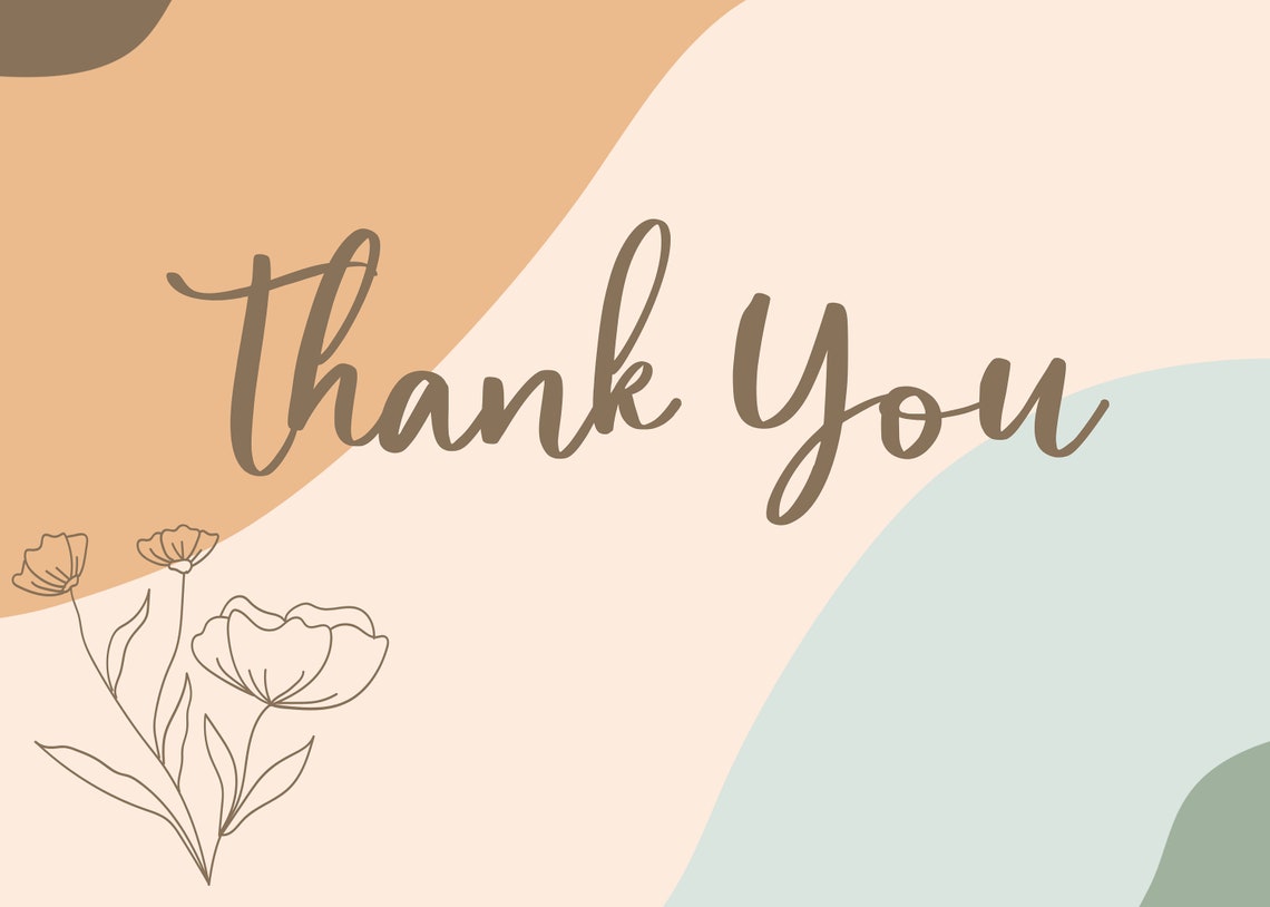 Thank You Cards Printable, Thank You Cards Boho Style, Thank You Cards Elegant, Printable Thank ...