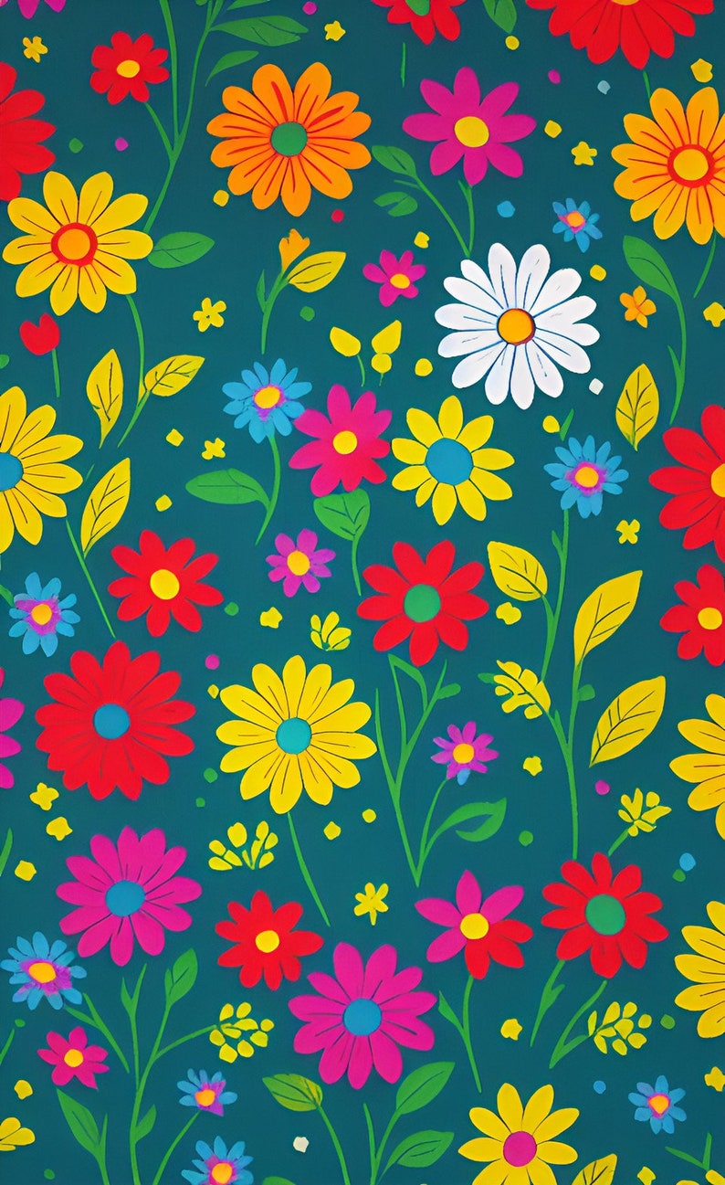 Retro Flowers Background, Phone Background Retro Flowers, Background ...