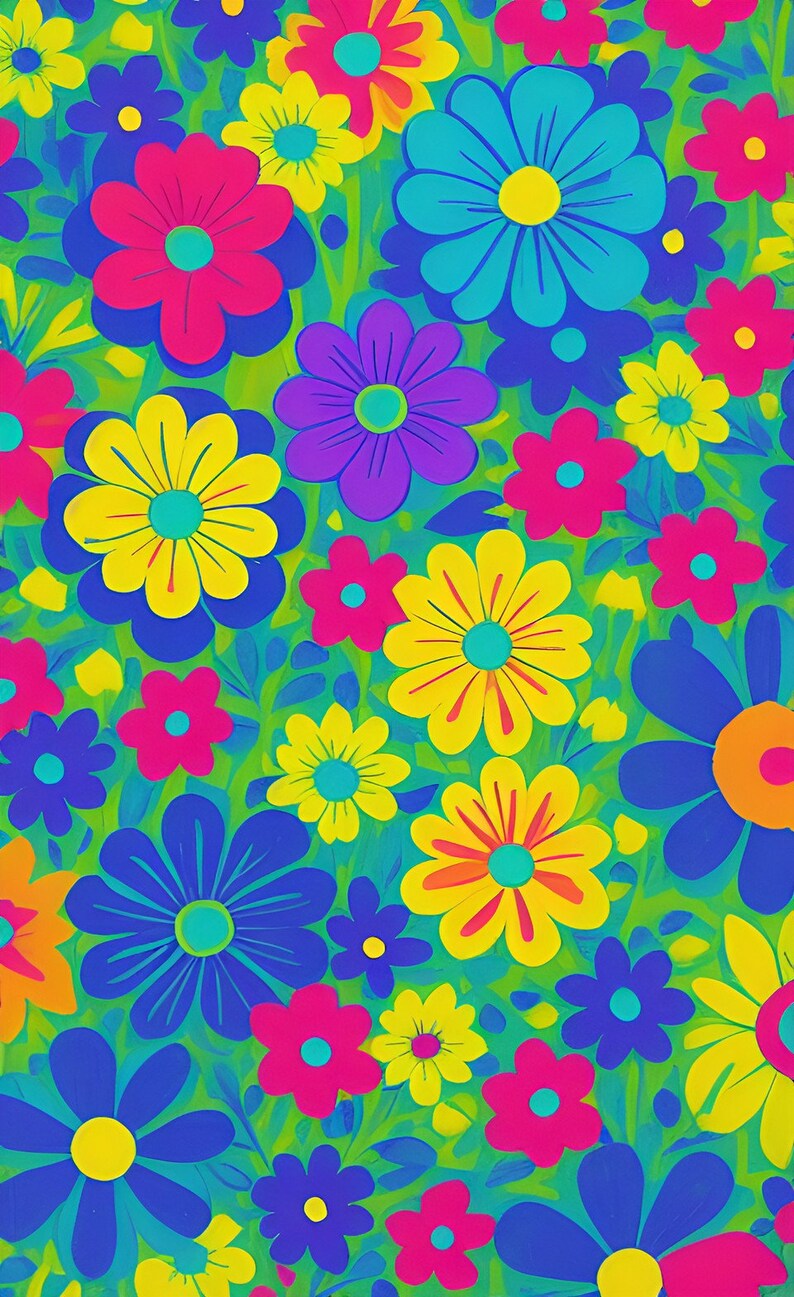 Retro Flowers Background, Phone Background Retro Flowers, Background ...