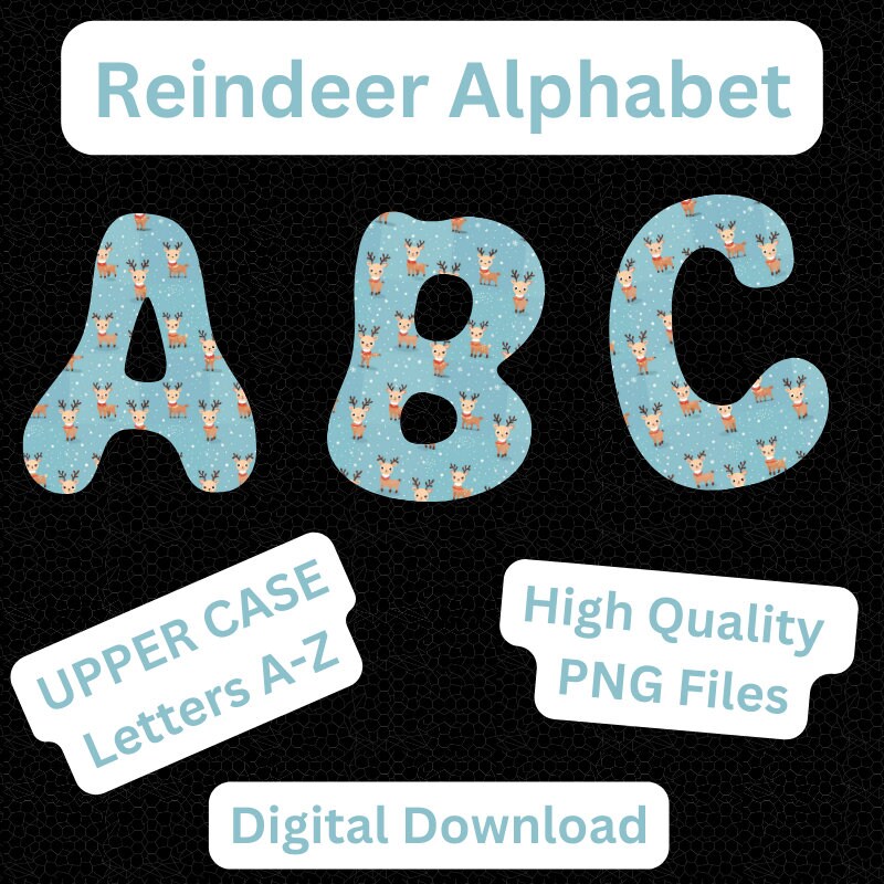 Reindeer Alphabet Reindeer Letters Reindeer PNG Xmas - Etsy