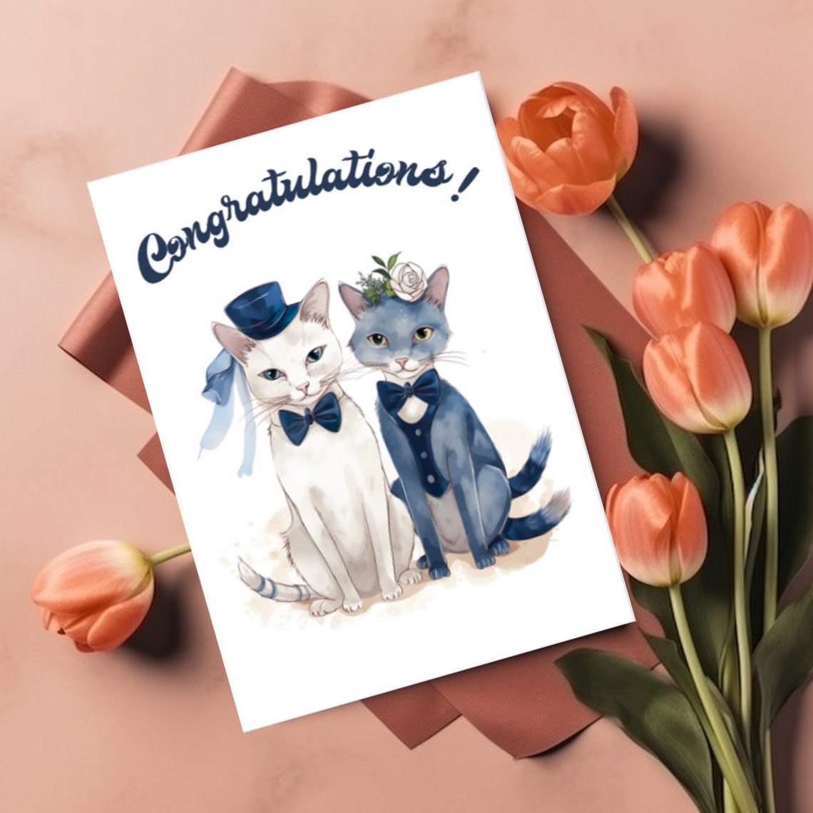 Printable Wedding Card, Printable Cat Wedding Card - Etsy