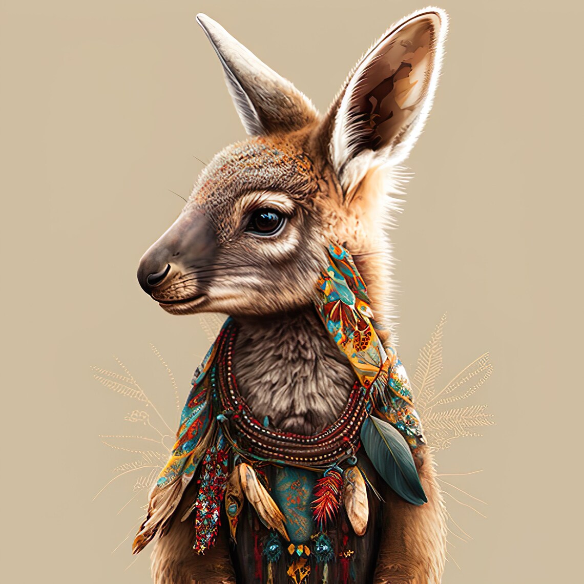 Kangaroo Wall Art, Kangaroo Boho Style Wall Art, Kangaroo Nursery Wall ...