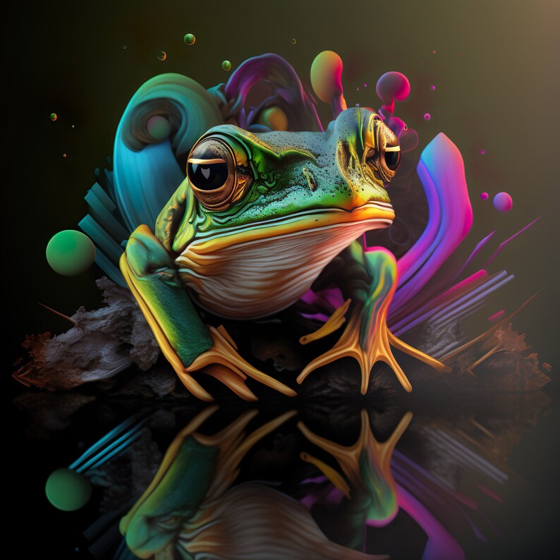 Poster Wall Art Frog Neon Frog Printable Posters Frog Wall Art 4 Unique ...