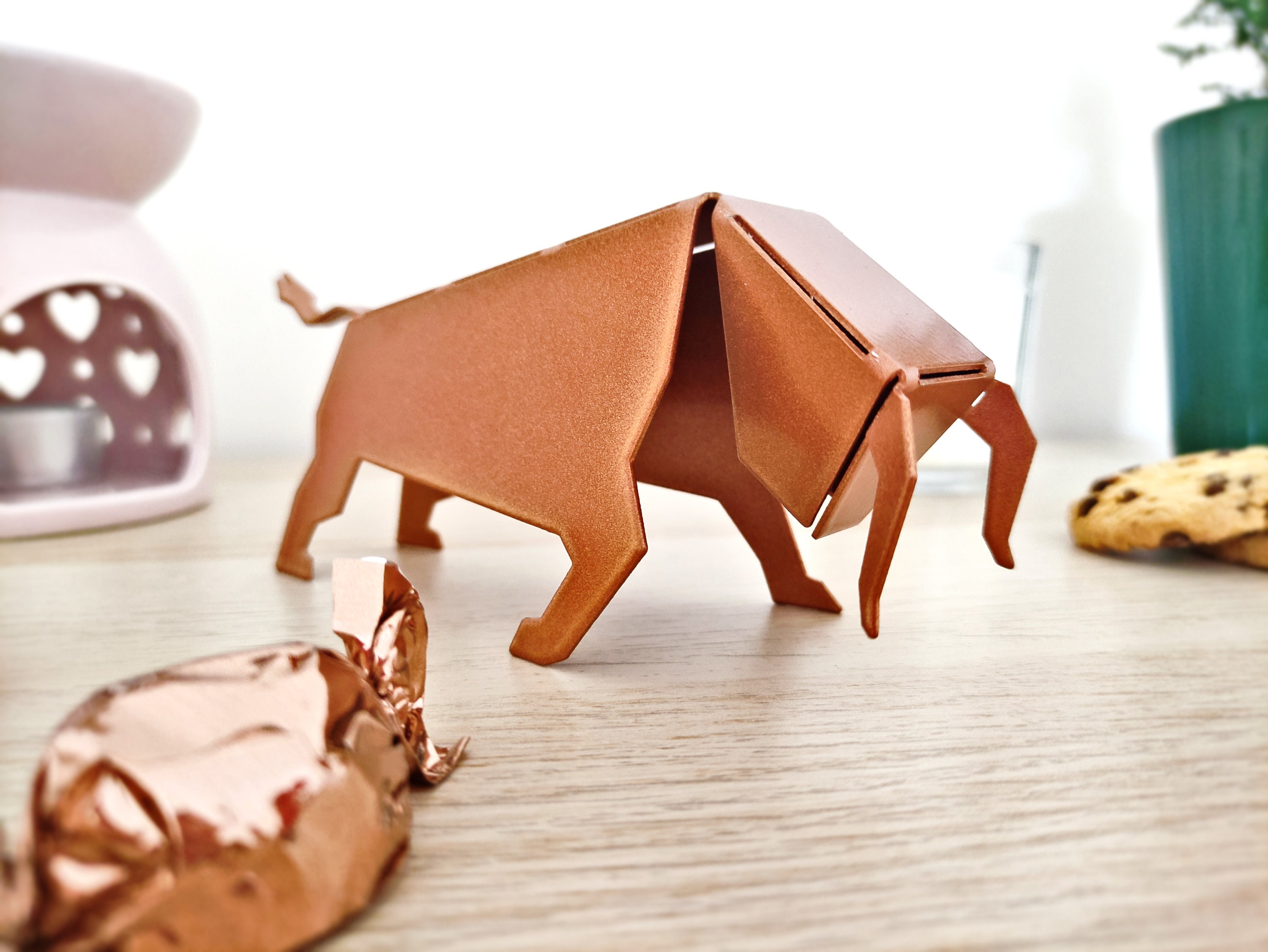 Modern Metal Origami Bull Rose Gold Artwork Sculpture - Etsy