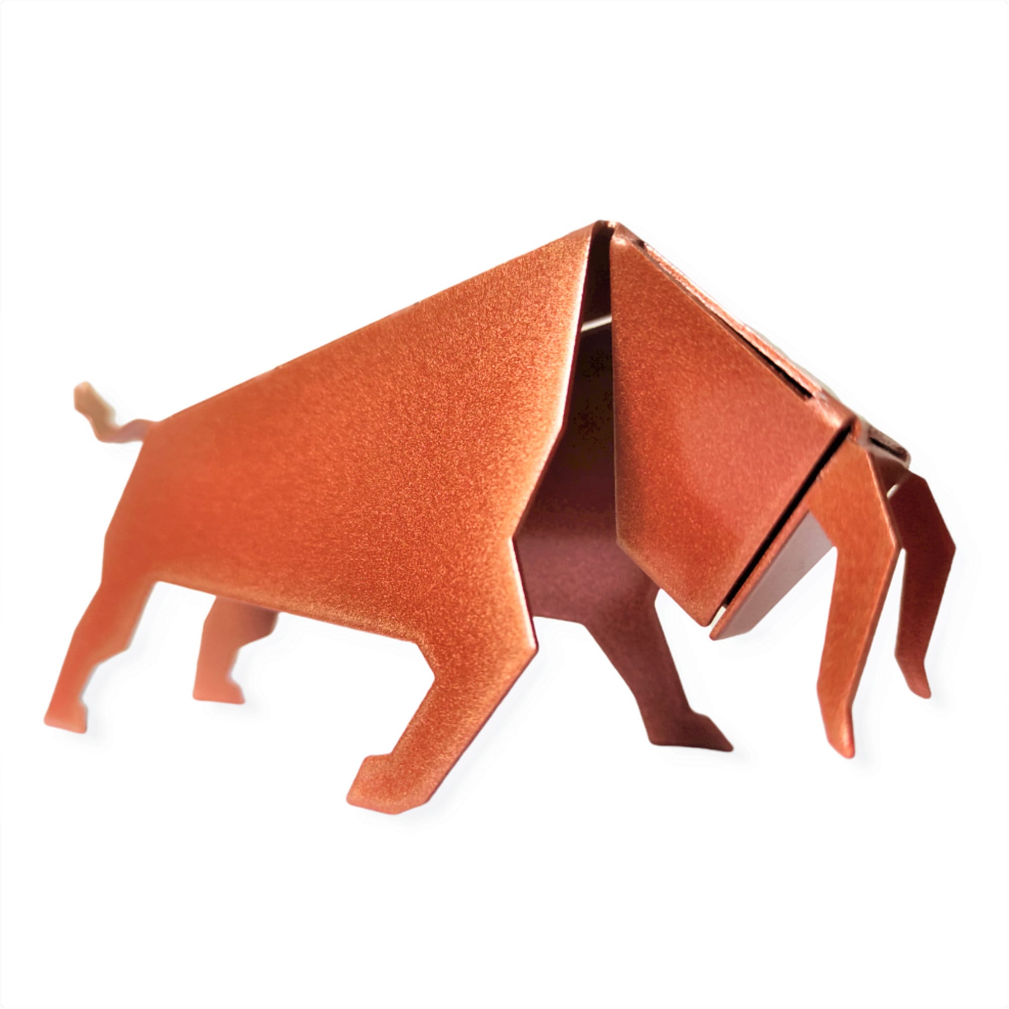 Modern Metal Origami Bull Rose Gold Artwork Sculpture - Etsy
