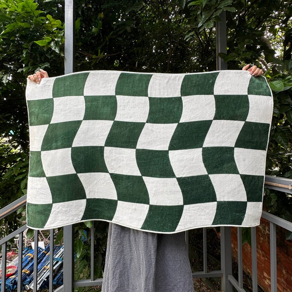 Small Green Checkered Rug - Etsy