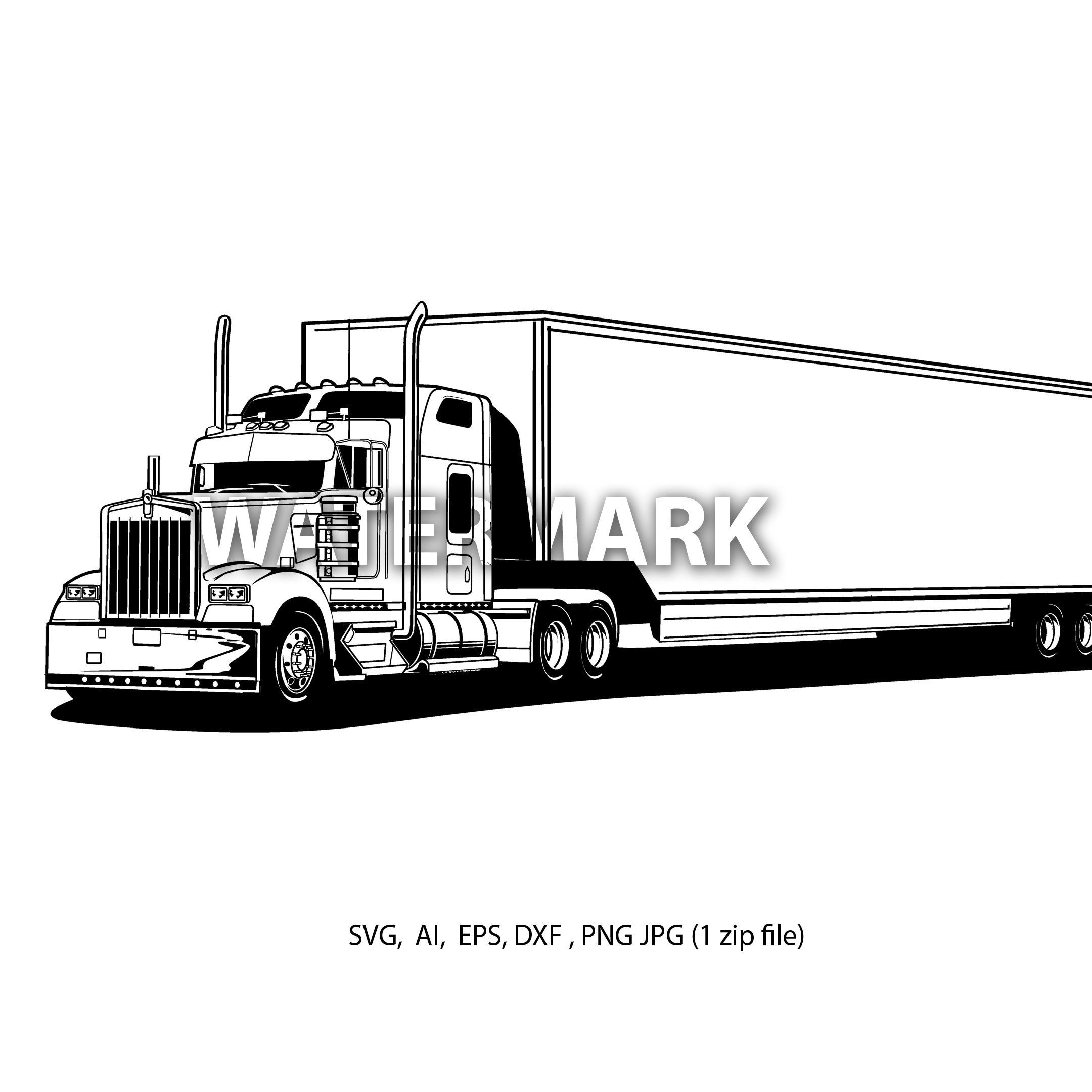 Semi Truck Kenworth Trailer Svg,ai,eps,png,jpg - Etsy