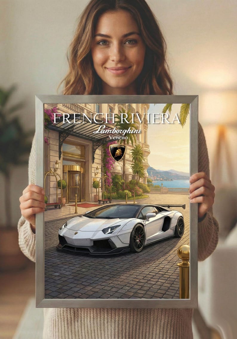 Lamborghini Veneno French Rivierra Fine Art Poster Car + Video - Etsy