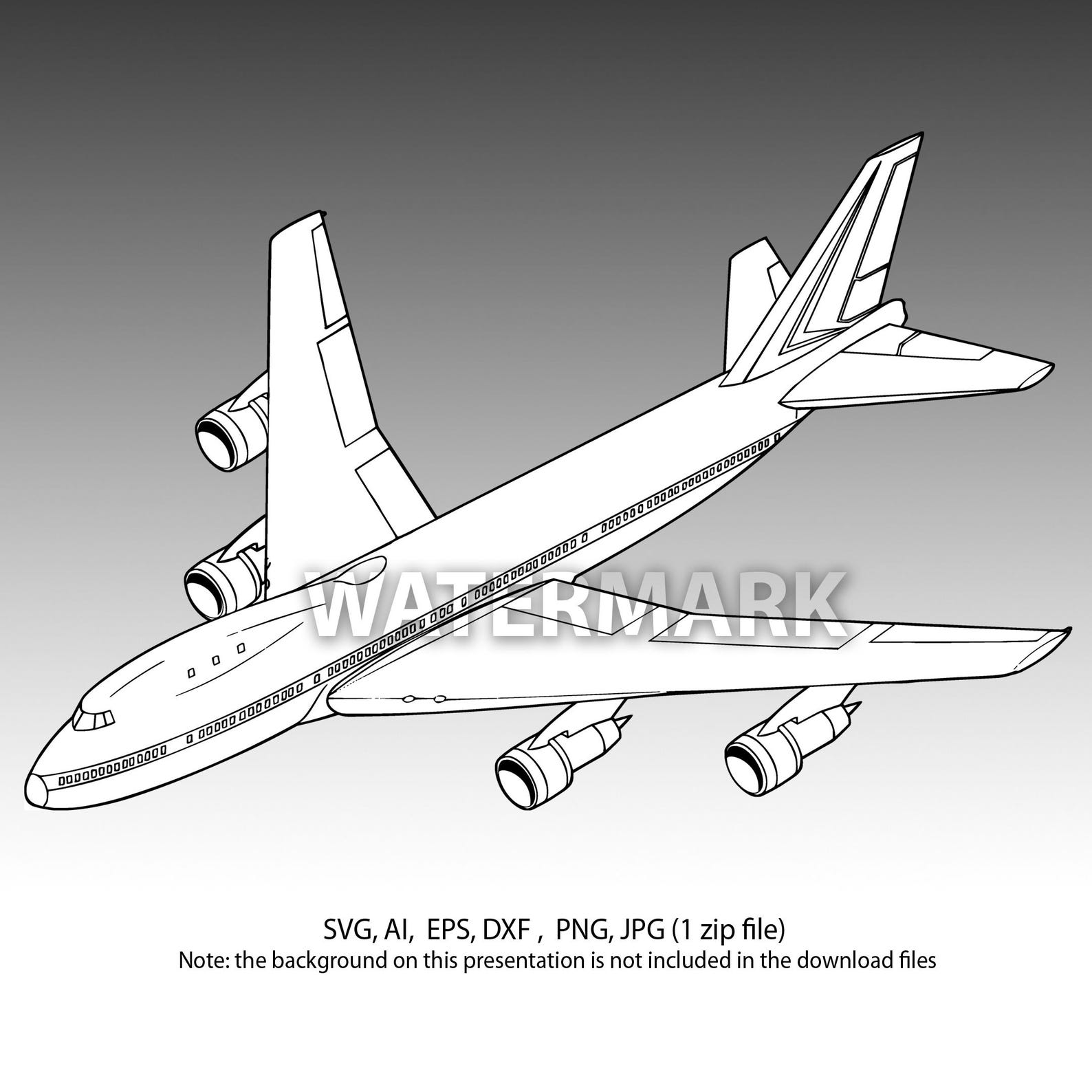 Boing 747 Svg, Eps, Ai, Dxf, Ai, Png, Jpg - Etsy