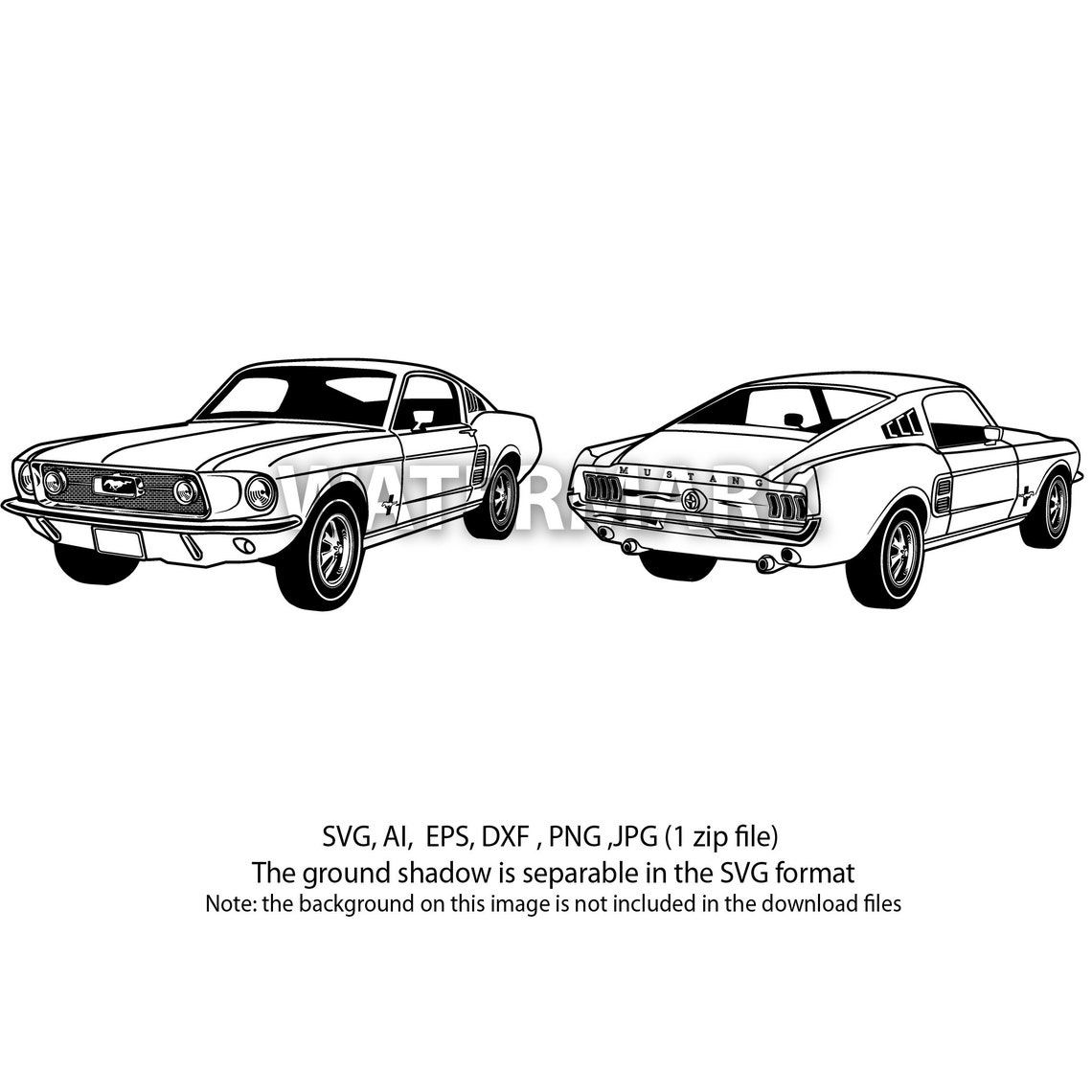 Ford Mustang 1967 Front and Back View Svg,cdr,ai,dxf,eps,png,jpg - Etsy