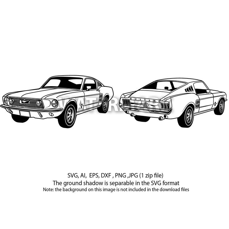Ford Mustang 1967 Front and Back View Svg,cdr,ai,dxf,eps,png,jpg - Etsy