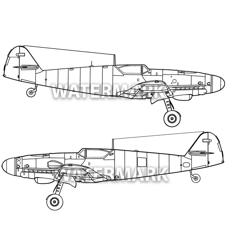 Messerschmitt Bf 109 Svg, Eps, Ai, Dxf, Ai, Png, Jpg - Etsy