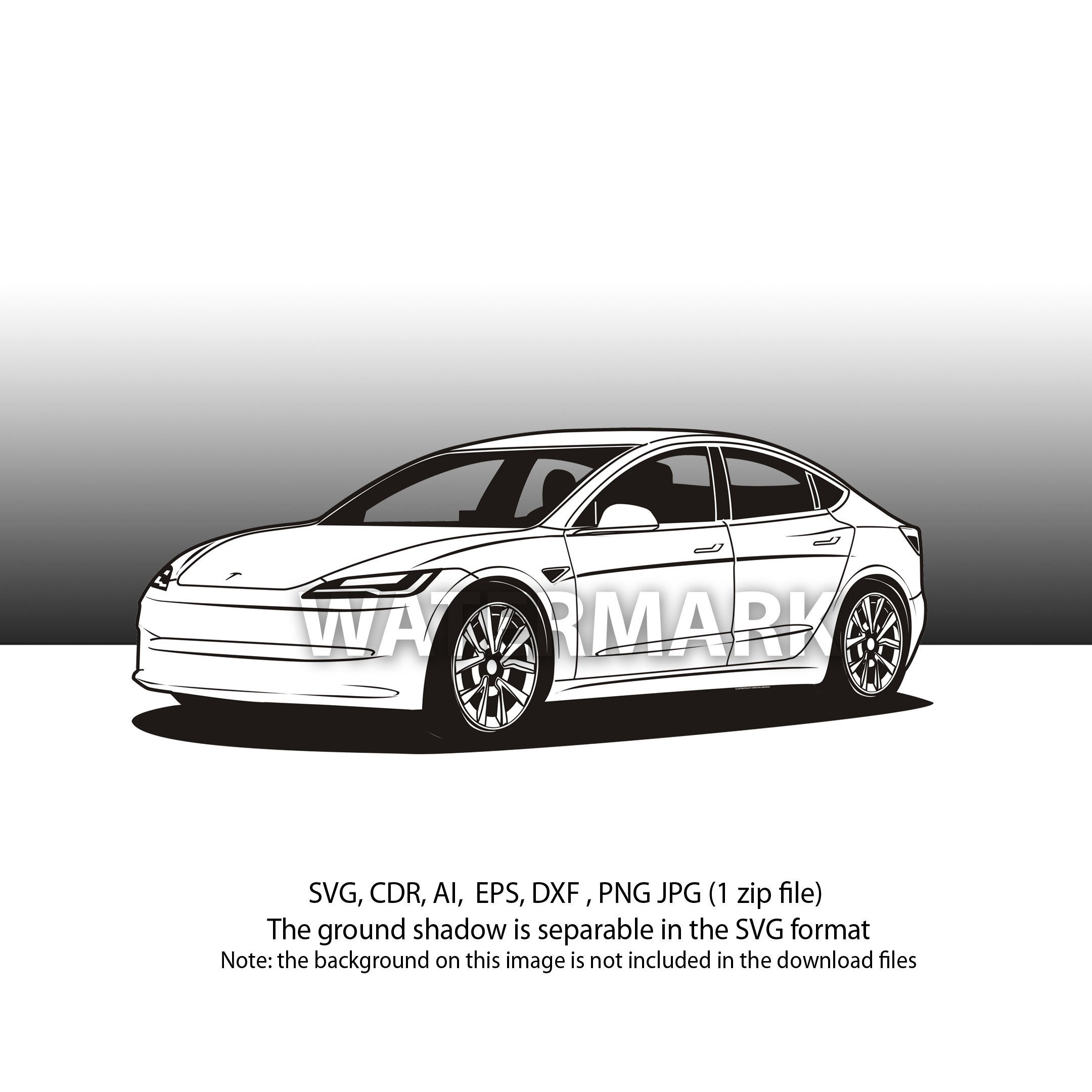 Tesla Model 3 Highland Svg, Cdr, Eps, Ai, Png, Jpg - Etsy