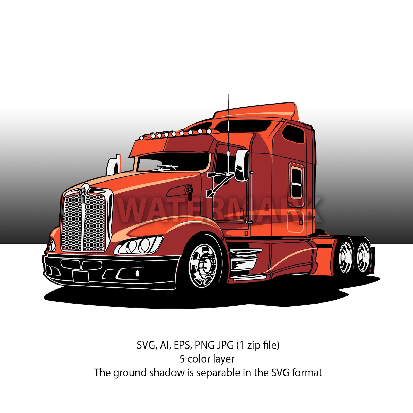 Semi Truck Kenworth T 660 Layer Colors Svg,ai,eps,png,jpg - Etsy