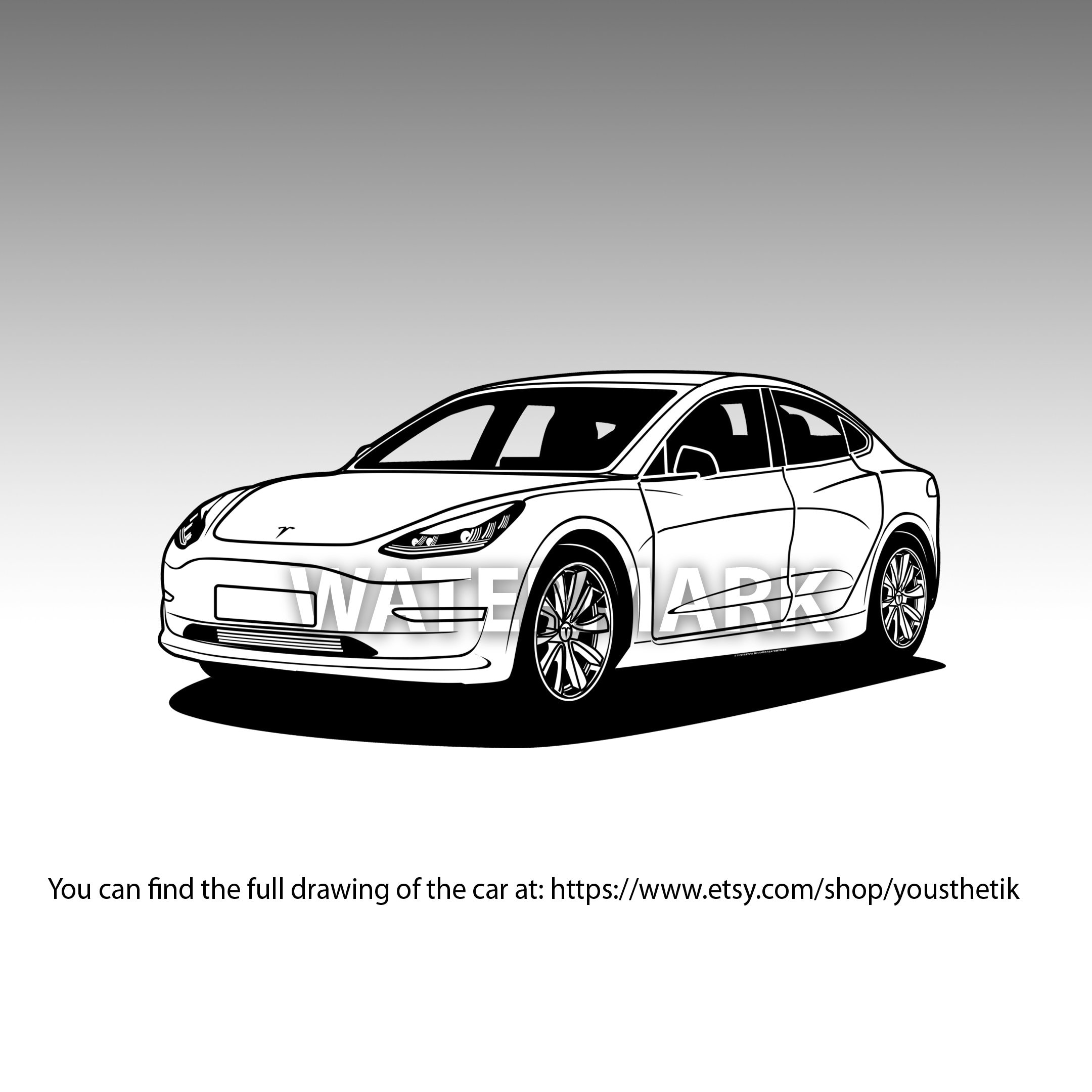 Tesla Model 3 Sketch Svg, Cdr, Eps, Ai, Png, Jpg - Etsy