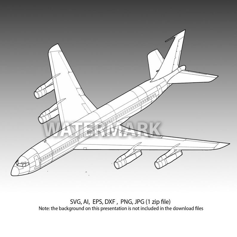 Boing 707 Svg, Eps, Ai, Dxf, Ai, Png, Jpg - Etsy