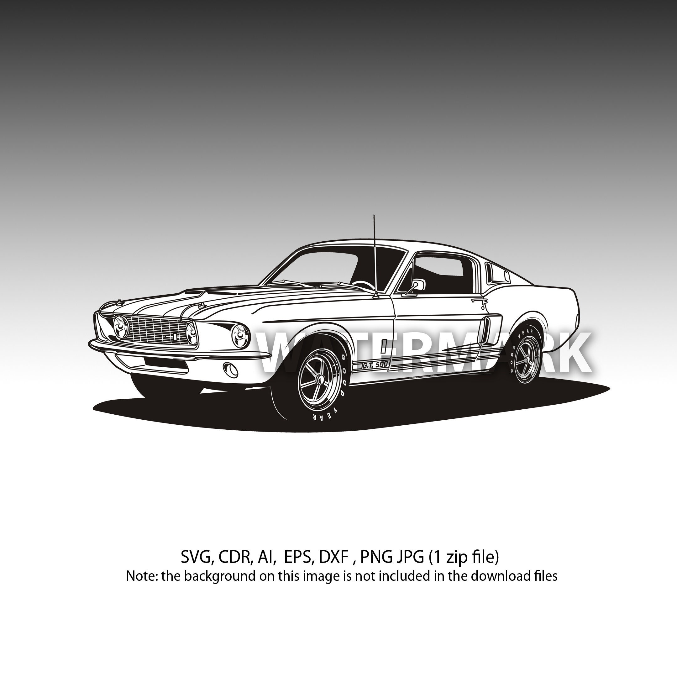 Ford Mustang GT 500 Shelby 1969 Svg,ai,dxf,eps,png,jpg - Etsy