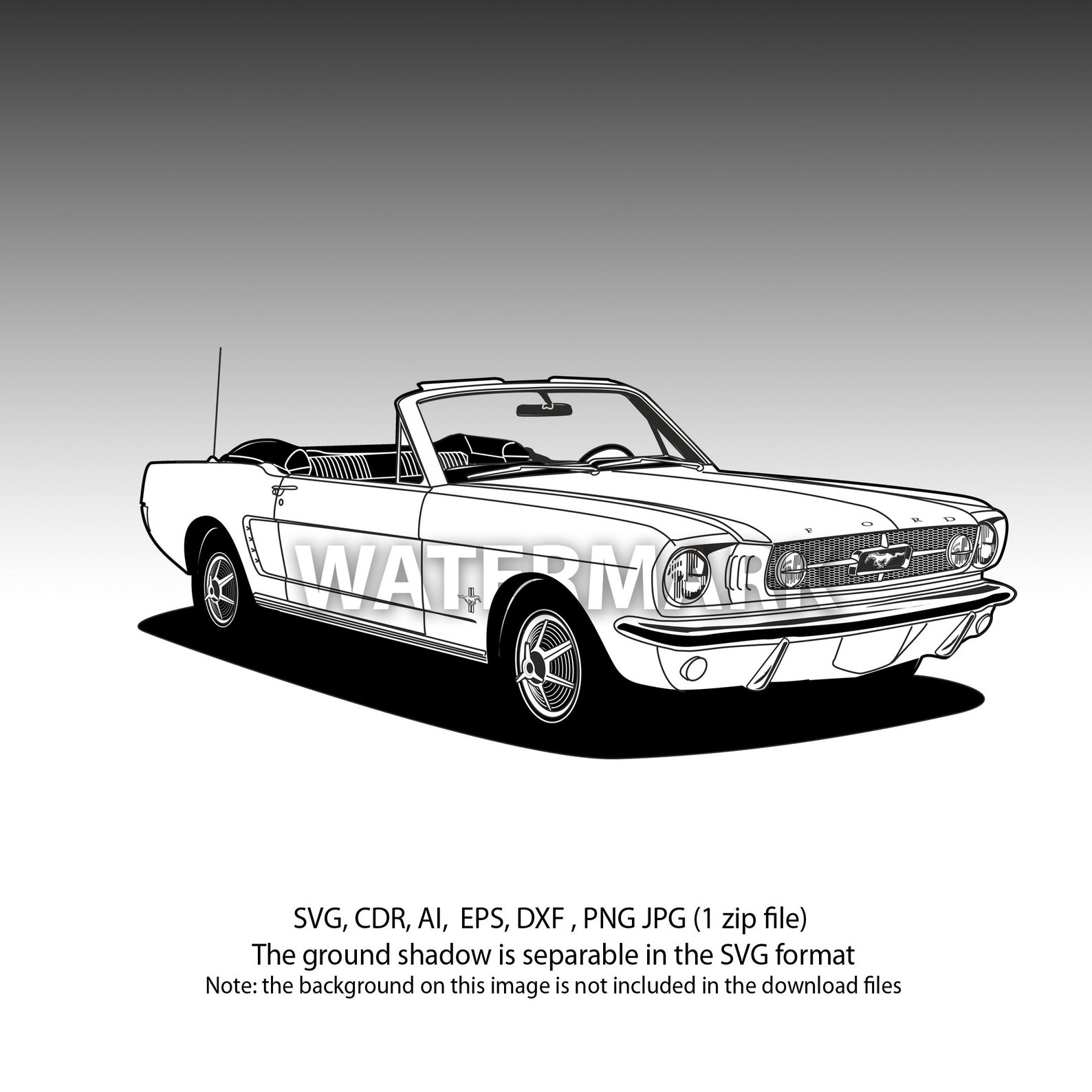Ford Mustang Convertible 1965 Svg,cdr,ai,dxf,eps,png,jpg - Etsy
