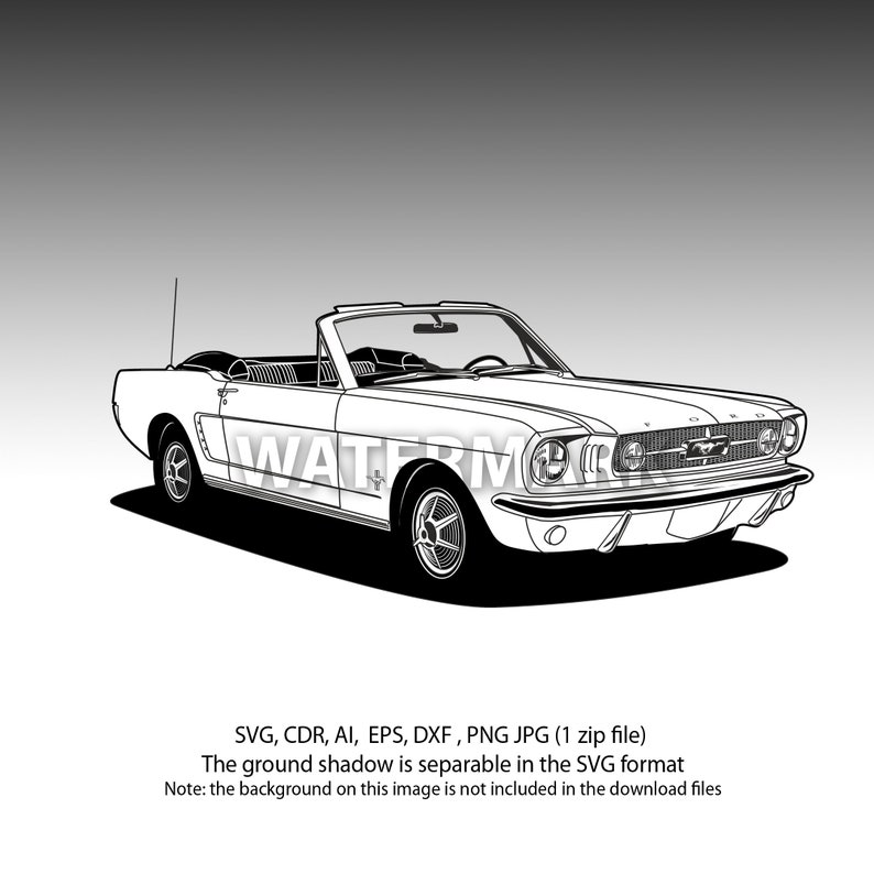 Ford Mustang Convertible 1965 Svg,cdr,ai,dxf,eps,png,jpg - Etsy