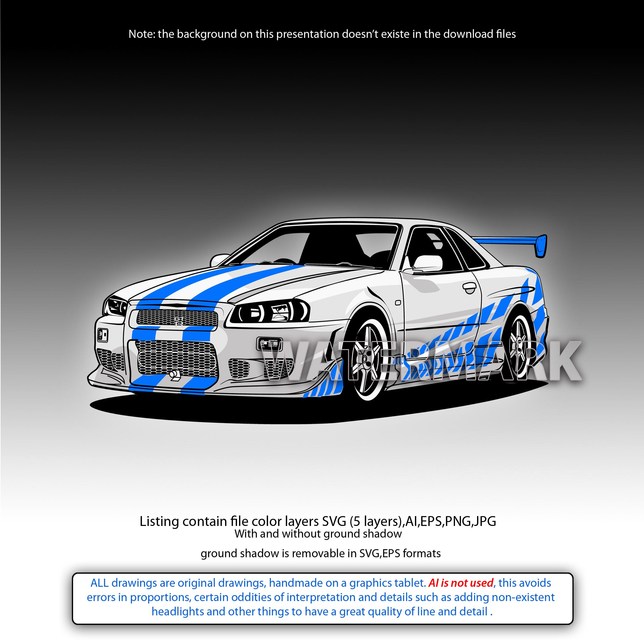 Nissan Skyline Color Layered Svg,cdr,ai,dxf,eps,png,jpg - Etsy