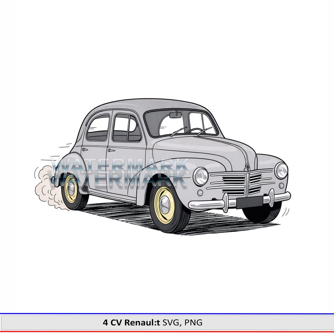 4CV Renault Cartoon Style Pop Art SVG, PNG - Etsy