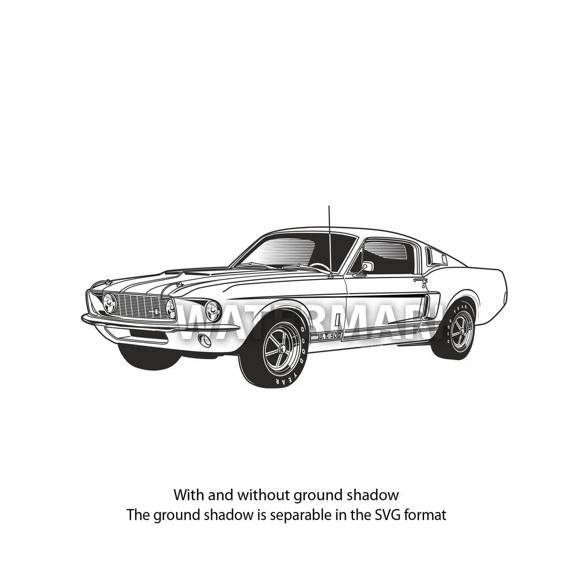 Ford Mustang GT 500 Shelby 1969 Svg,ai,dxf,eps,png,jpg - Etsy