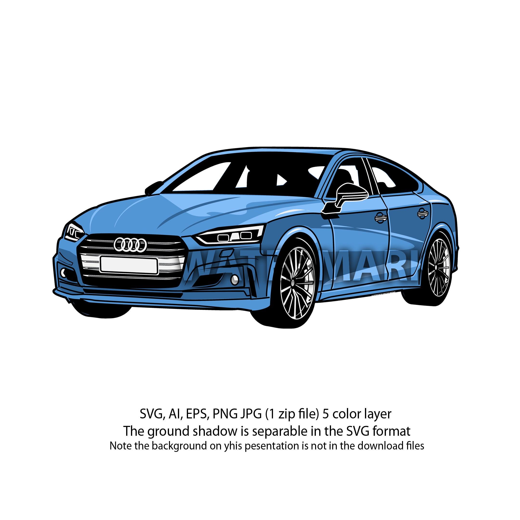 Audi A5 Color Layer Svg, Eps, Ai, Png, Jpg Car Vector - Etsy