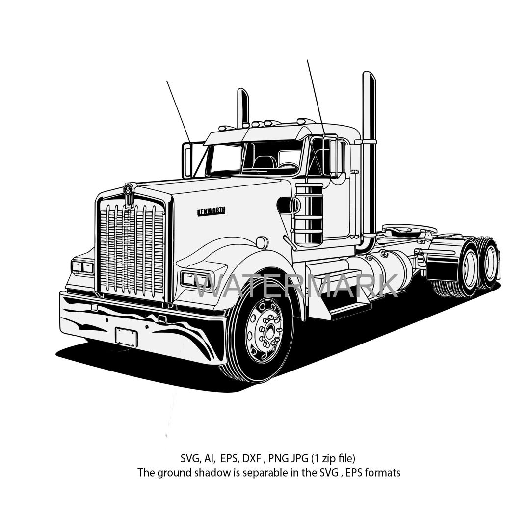 Kenworth W900L Semi Truck Svg,eps,ai,dxf,png,jpg - Etsy