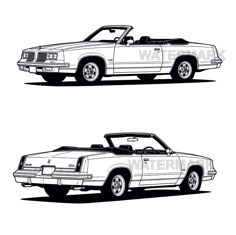 Oldsmobile Cutlass 442, SVG, PNG, 7 Different View Convertible ,designs ...