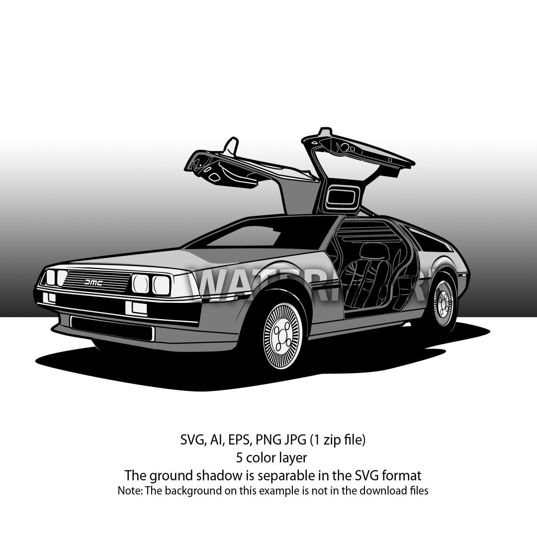 Delorean Open Doors Color Layers Svg, Eps, Ai, Png, Jpg - Etsy