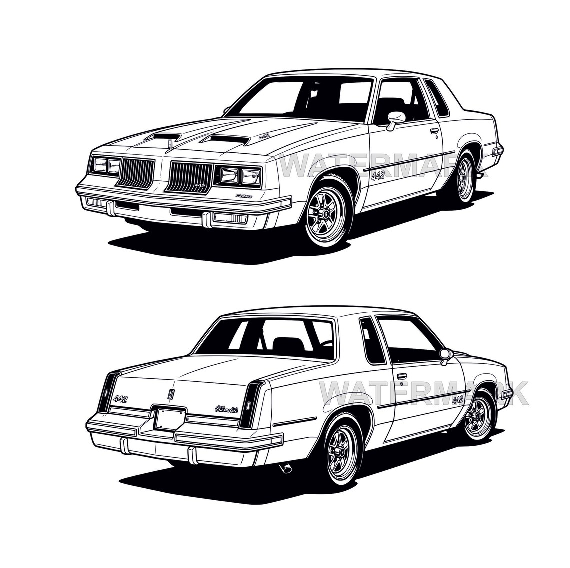 Oldsmobile Cutlass 442, SVG, PNG, 7 Different View Convertible ,designs ...
