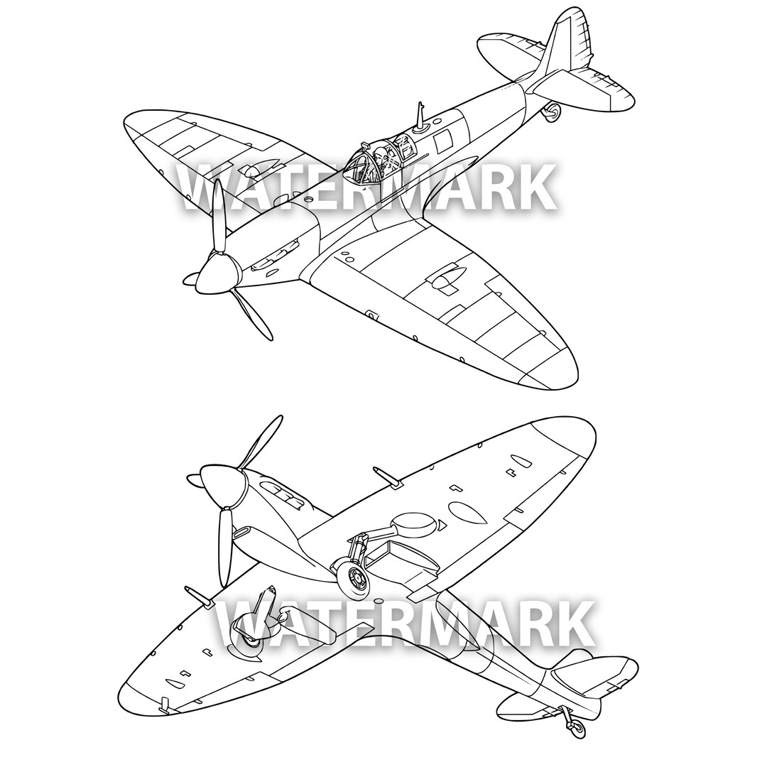 Spitfire Top and Bottom Views Svg, Eps, Ai, Dxf, Ai, Png, Jpg - Etsy