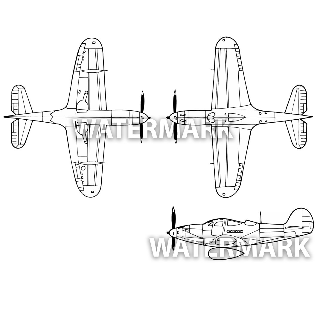 Bell P-39 Airacobra 3d and 2D View Svg, Ai, Eps, Dxf, Png, Jpg - Etsy