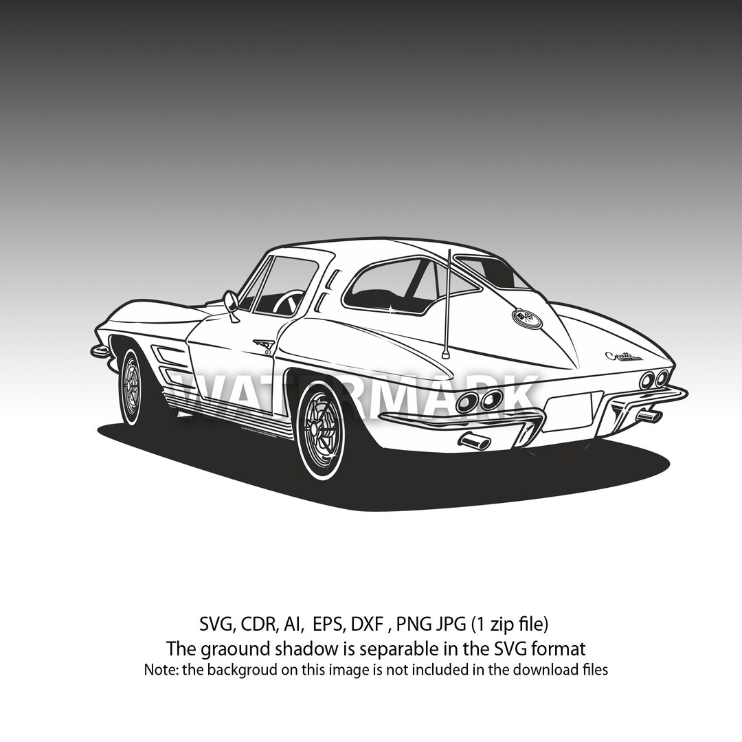 Chevrolet Corvette 1969 Back View Svg,cdr,ai,dxf,eps,png,jpg - Etsy
