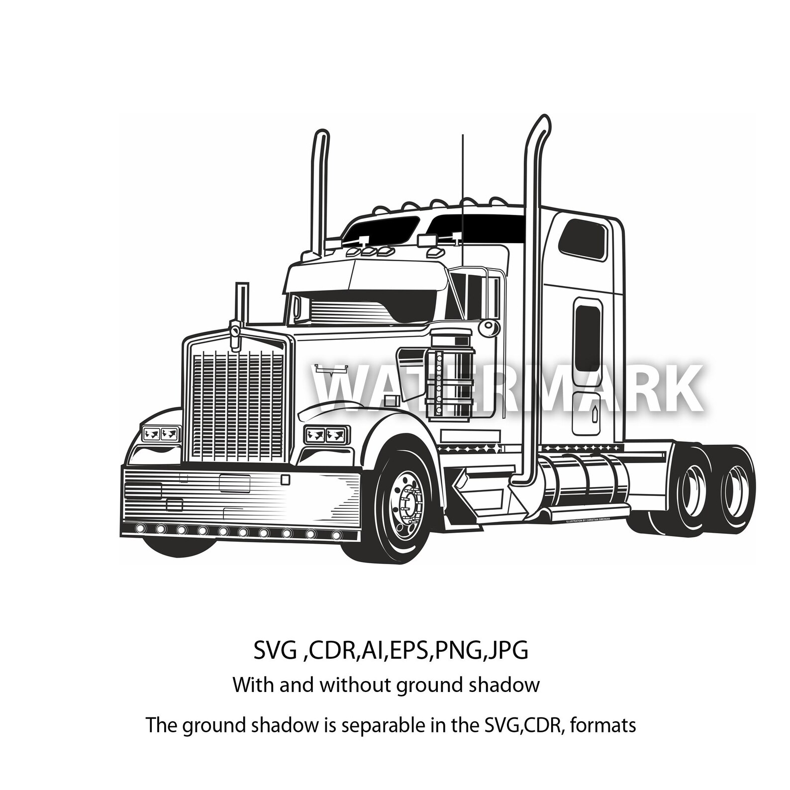 Kenworth W900 Semi Truck Svg,eps,ai,png,jpg - Etsy